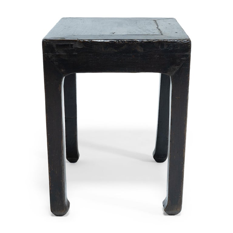 Chinese Black Lacquer Square Stool, c. 1850 For Sale at 1stDibs