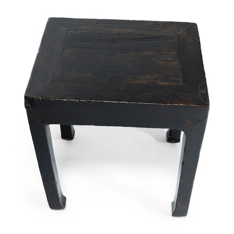 Chinese Black Lacquer Square Stool, c. 1850 For Sale at 1stDibs