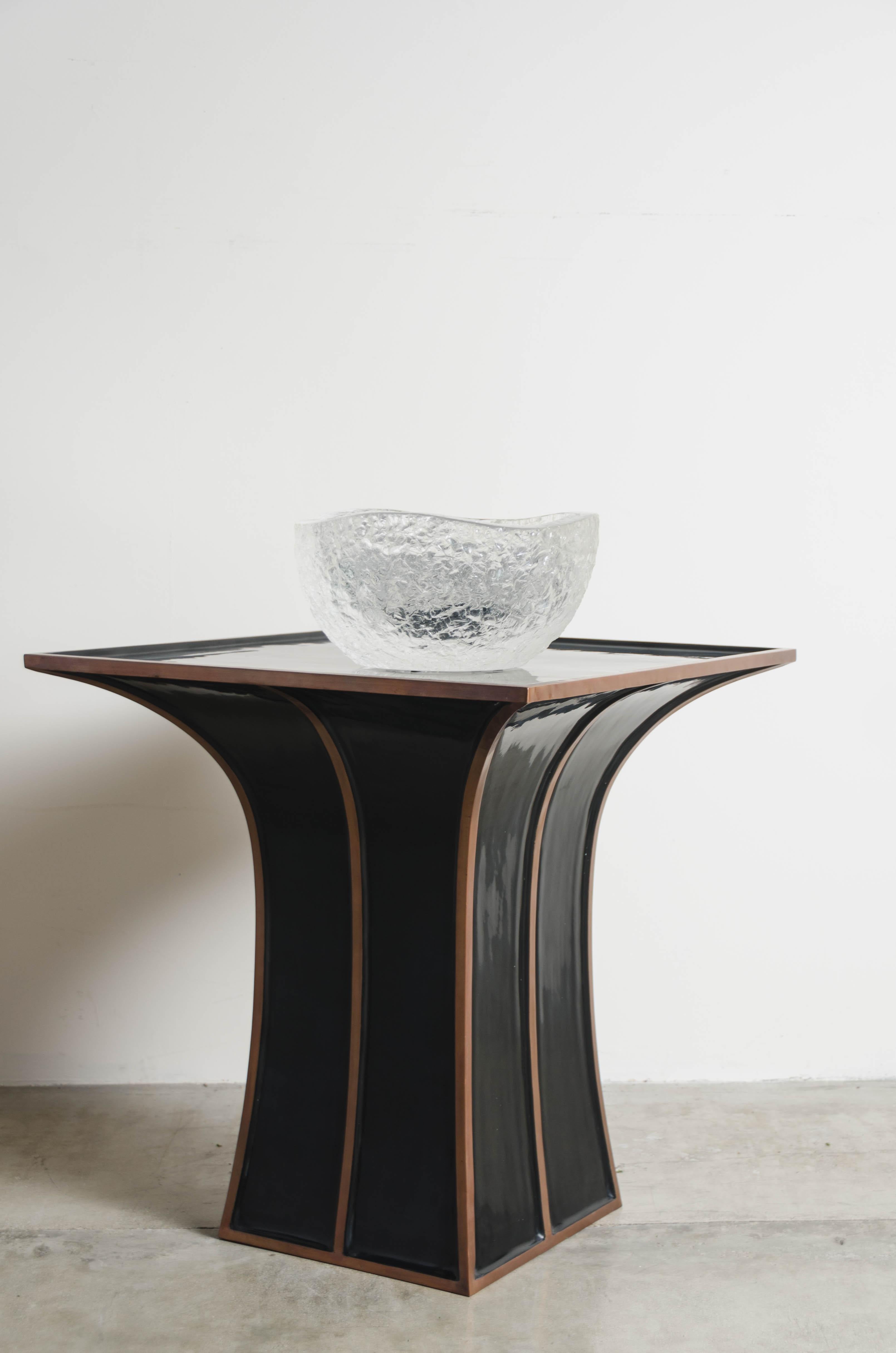 Fang Gu Table, Black Lacquer with Copper by Robert Kuo, Hand Repousse ...