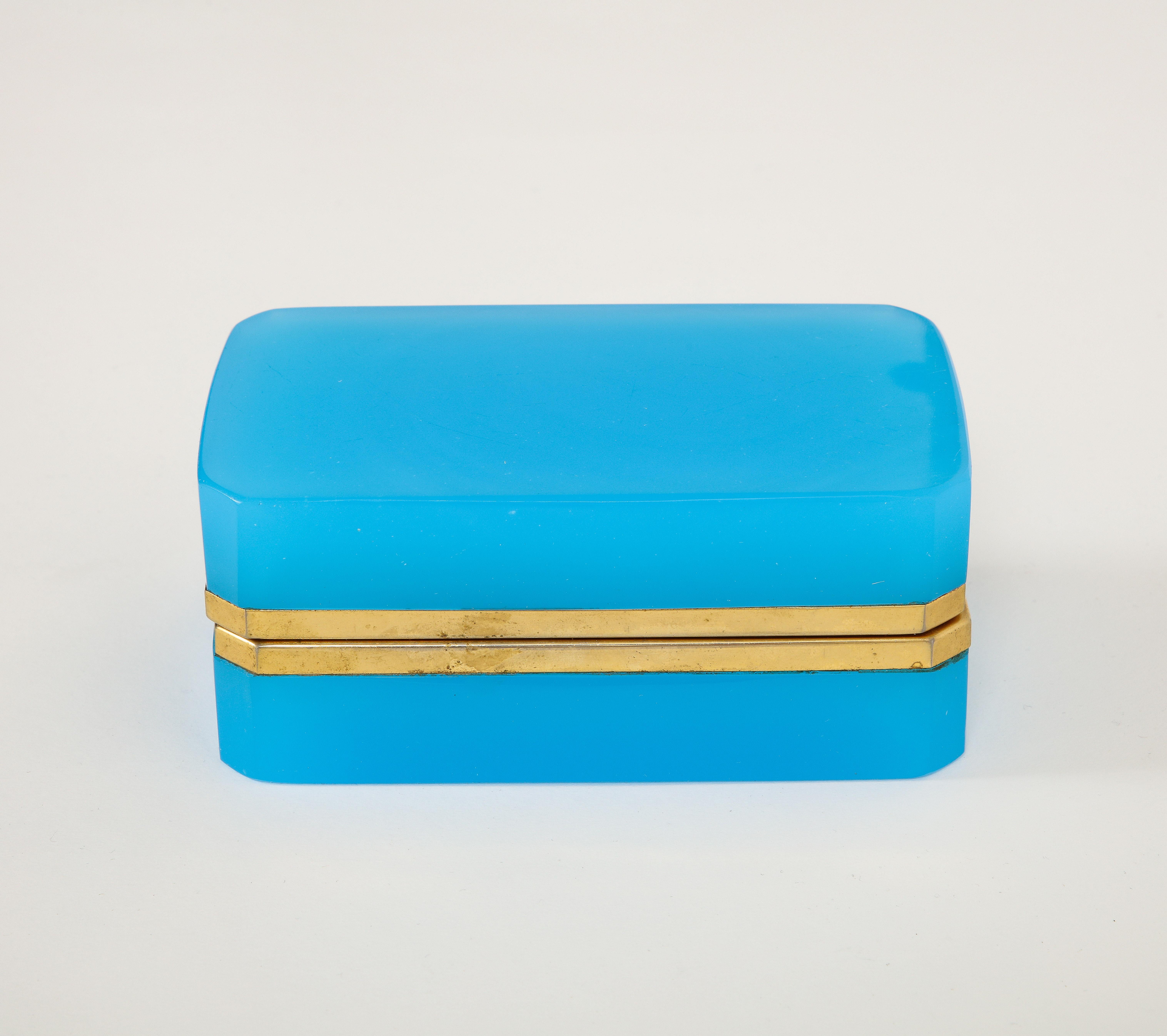 Fantastic 19th Century French Dore Bronze Mounted Blue Opaline Crystal ...