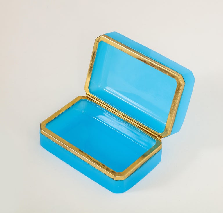 Fantastic 19th Century French Dore Bronze Mounted Blue Opaline Crystal ...