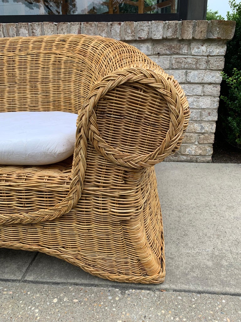 Fantastic Curved Woven Wicker Sofa/Settee For Sale at 1stDibs | wicker ...