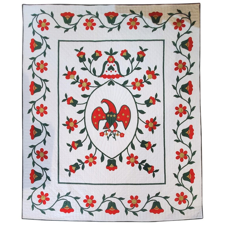Fantastic Eagle Applique Quilt with a Swag Border at 1stDibs | applique ...