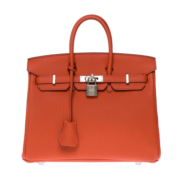 Fantastic New Hermes Birkin 25cm Verso handbag in Clay/Red Togo leather ...