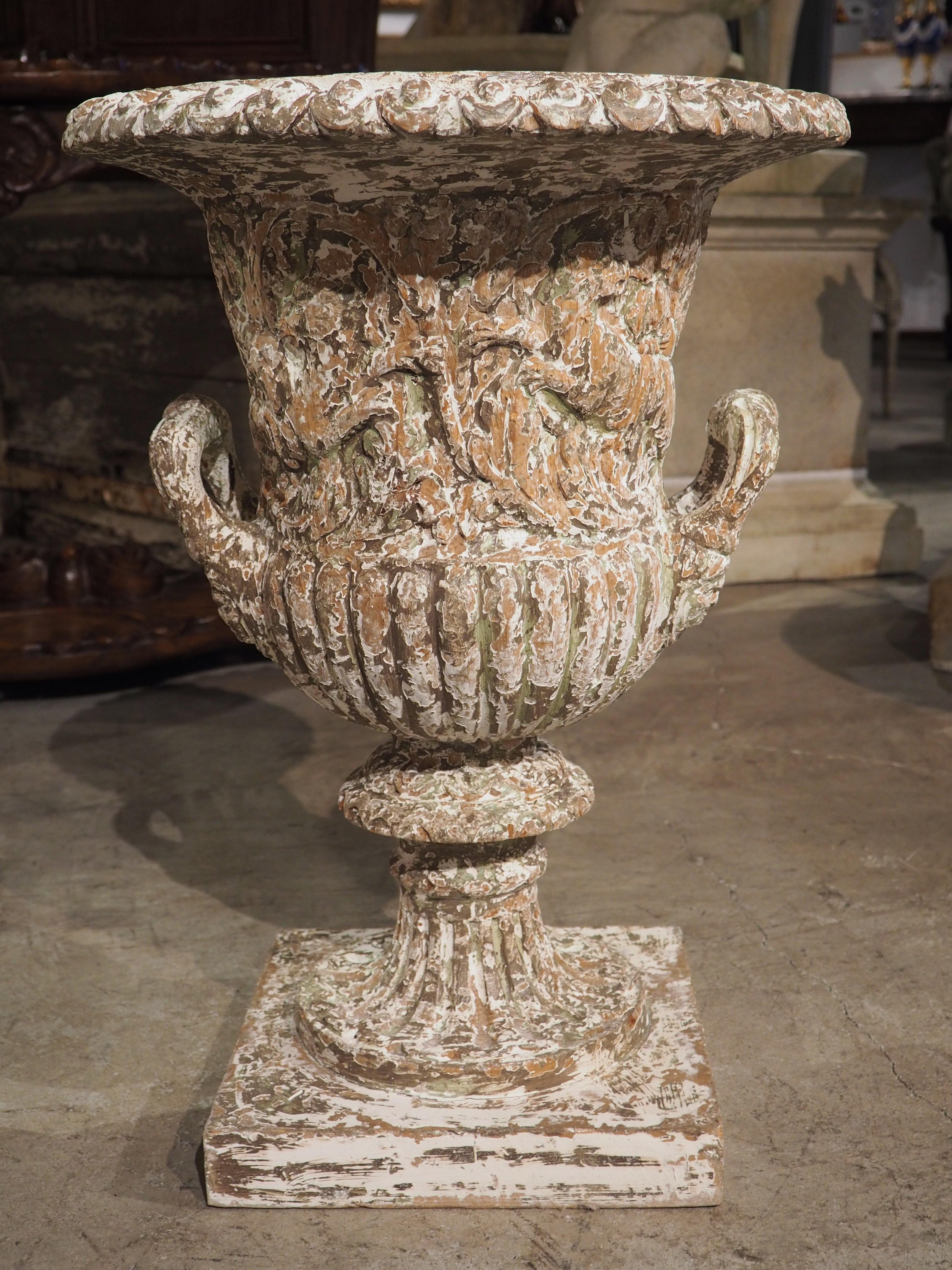 Fantastic Set of Italian Hand Carved and Parcel Paint Urns, C. 1950 at ...