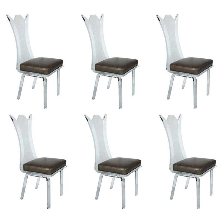 Fantastic Set of Six Lucite Chairs For Sale at 1stDibs