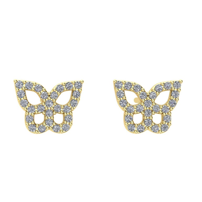 Fantasy Earrings "BFLY" with Natural Diamonds, White Gold 18kt, Made in ...