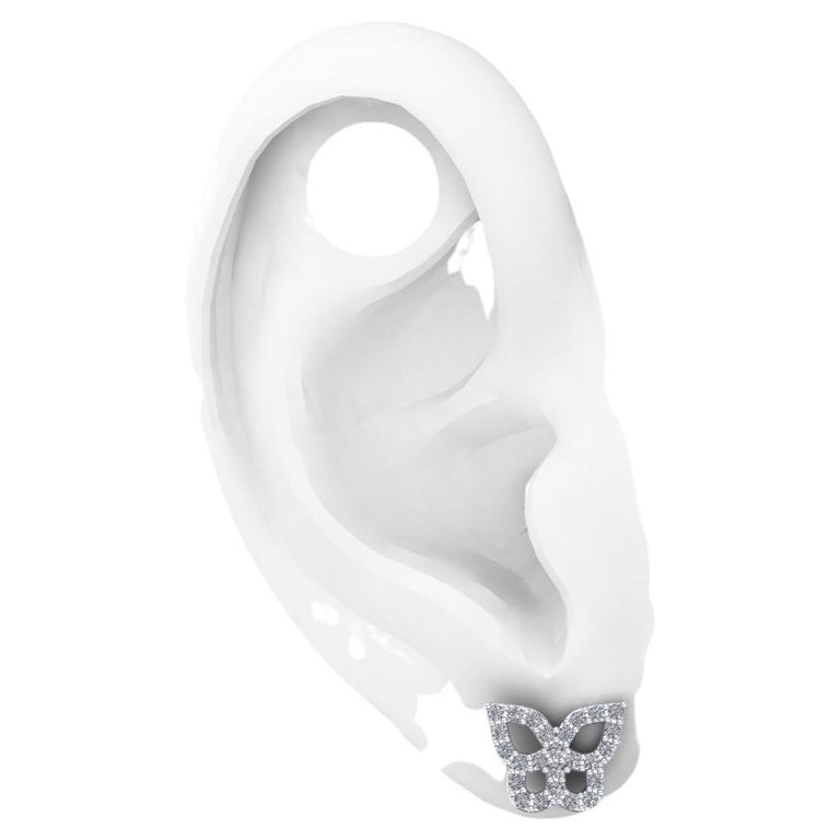 Fantasy Earrings "BFLY" with Natural Diamonds, White Gold 18kt, Made in ...
