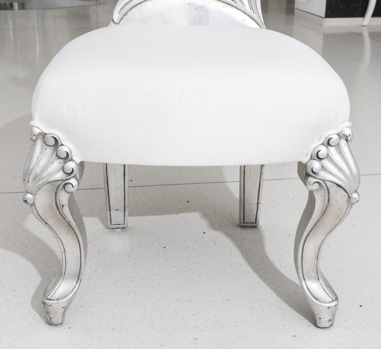 Fantasy Rococo Silvered Wood Side Chair, Pair For Sale at 1stDibs