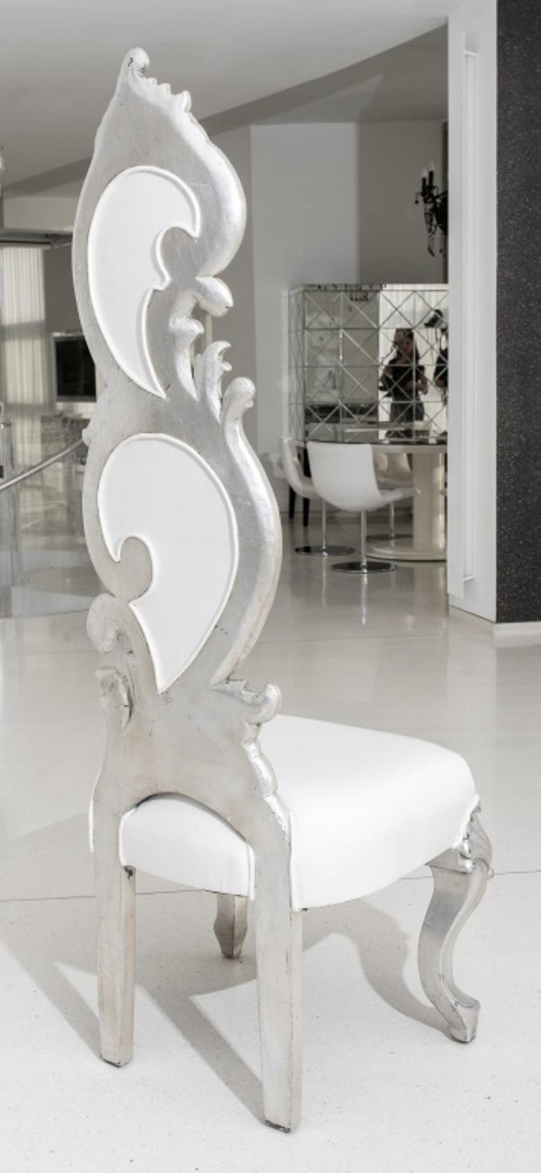 Fantasy Rococo Silvered Wood Side Chair, Pair For Sale at 1stDibs