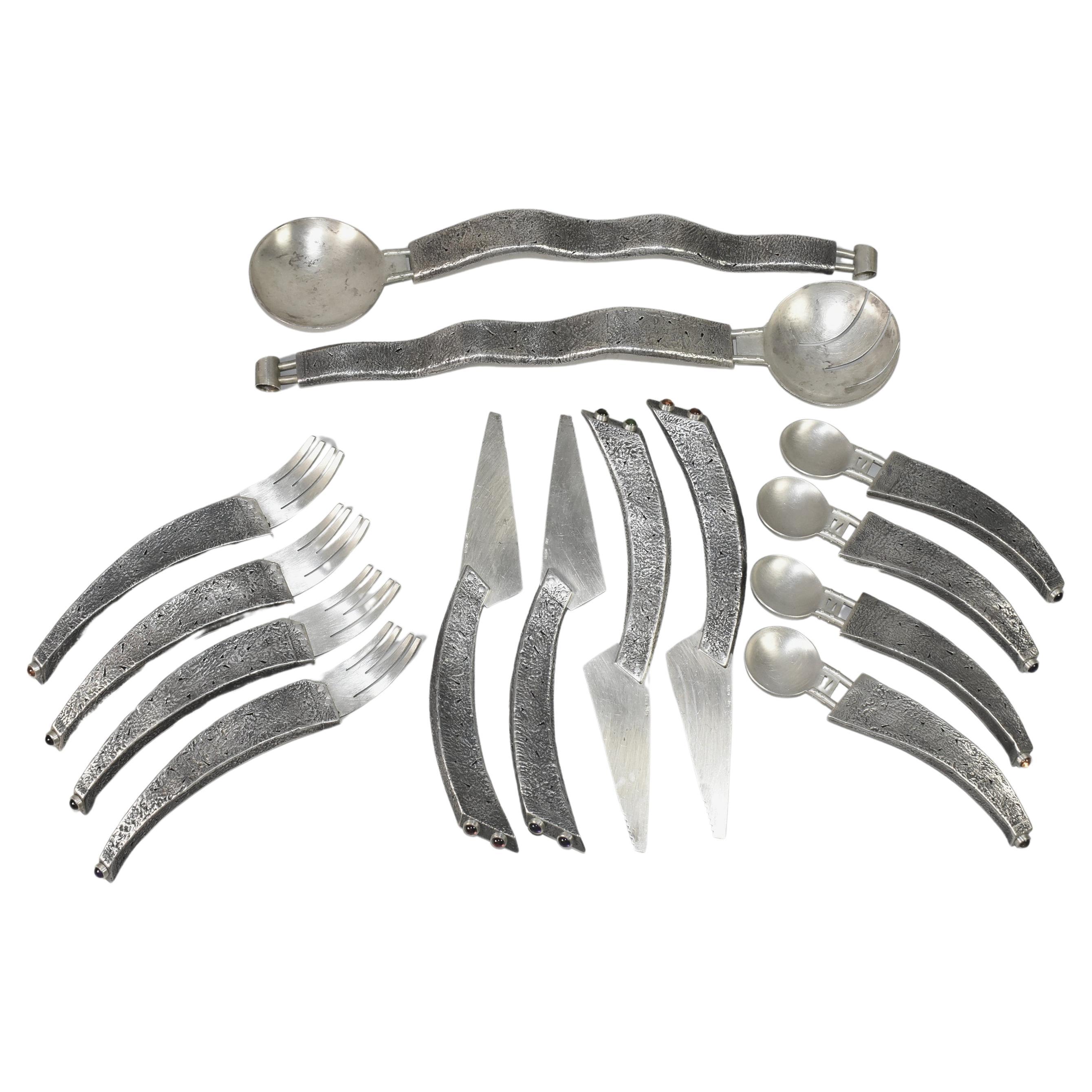 Fantasy Style Lucci Sterling Silver Flatware, 12 pieces, 37.9 Troy Oz ...