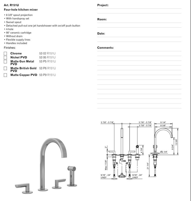 Fantini Icona Polished Nickel 4-Hole Kitchen, Bar, Utility Mixer Faucet ...