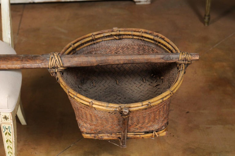 Far Eastern Early 20th Century Shoulder Yoke with Bamboo and Rattan ...
