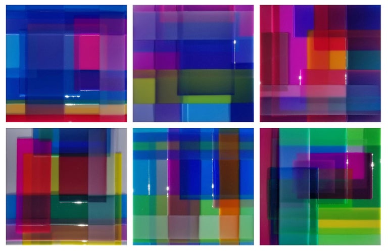 Fara Thomas - Polyptych- Mixed media resin wood wall sculpture, blue ...