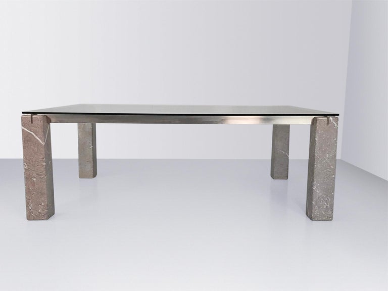 Faraone Glass and Marble Dining Table by Renato Polidori for Skipper ...
