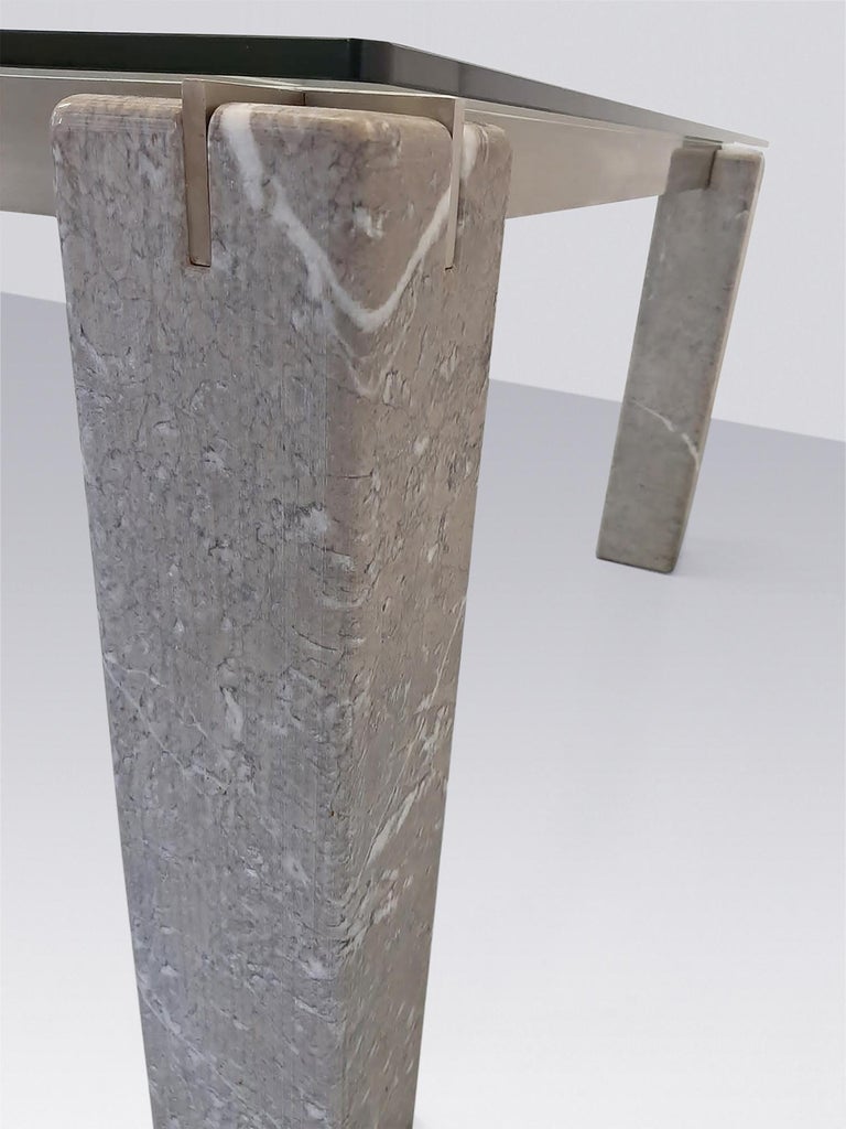 Faraone Glass and Marble Dining Table by Renato Polidori for Skipper ...
