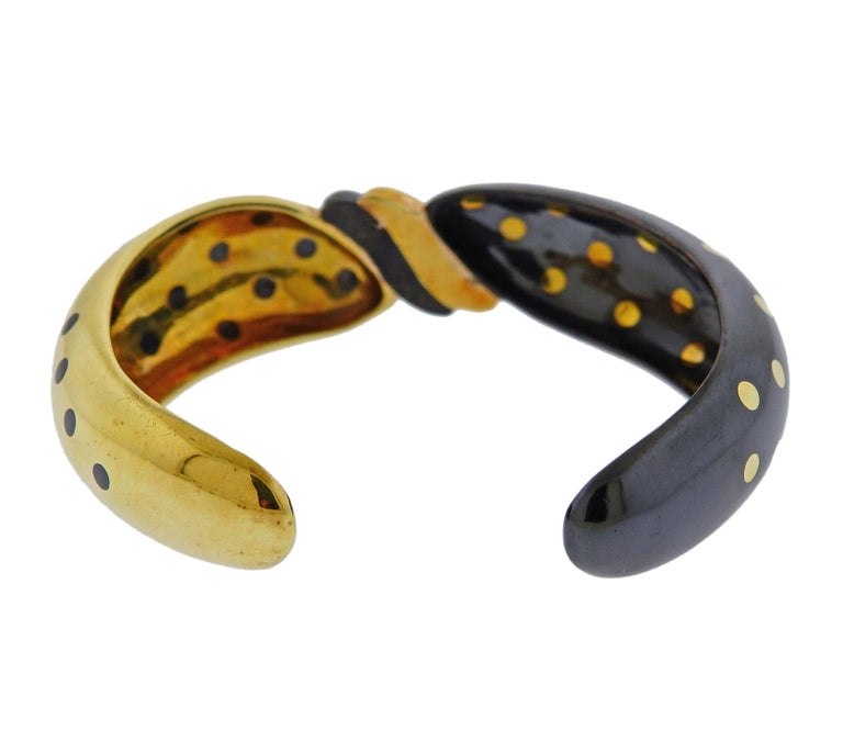 Faraone Gold Enamel Cuff Bracelet For Sale (Free Shipping) at 1stDibs