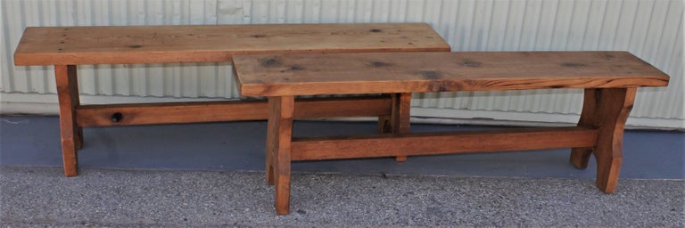 Farm House Amish Made Benches, Pair at 1stDibs