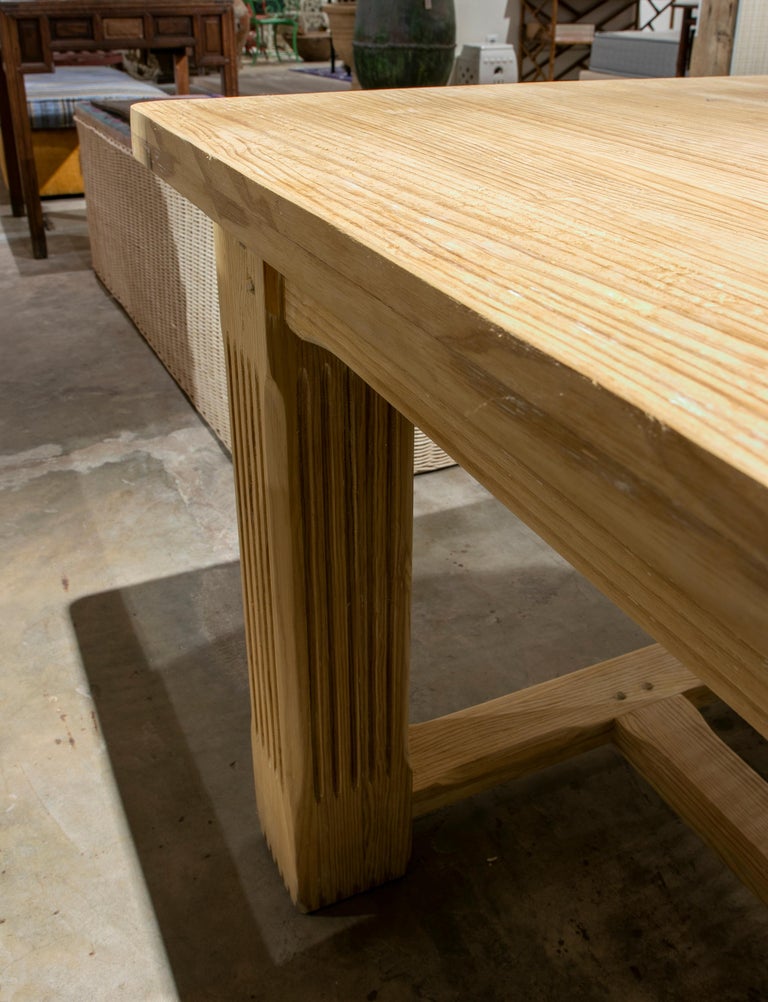 Farmhouse and Rustic Pine Wood Table with Straight Lines For Sale at ...