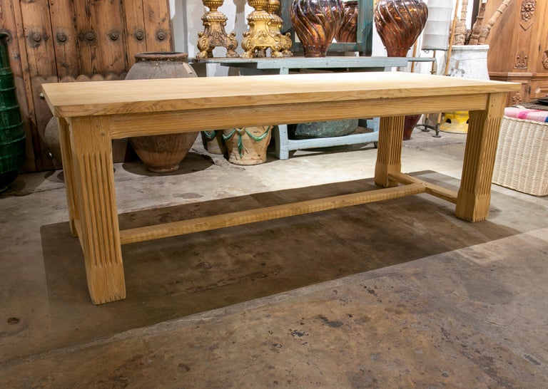 Farmhouse and Rustic Pine Wood Table with Straight Lines For Sale at ...