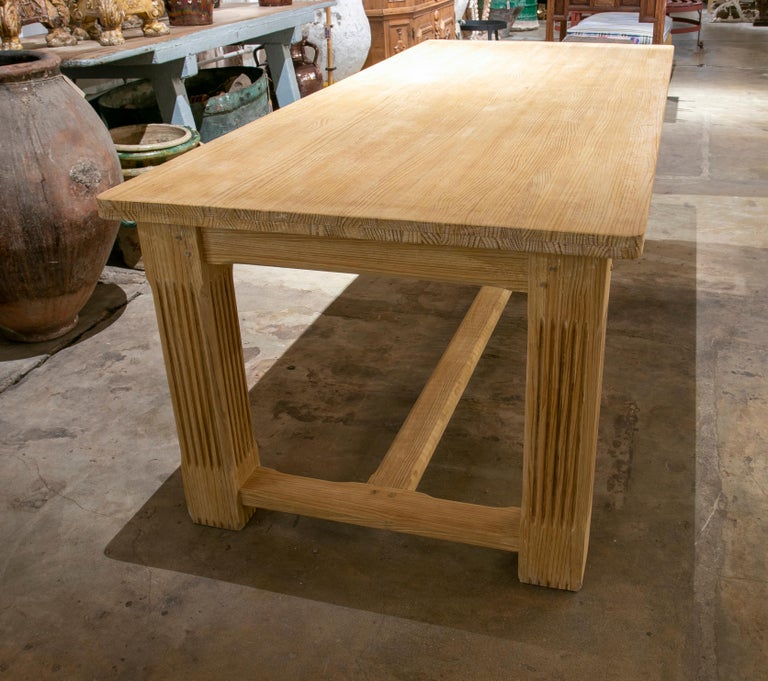 Farmhouse and Rustic Pine Wood Table with Straight Lines For Sale at ...
