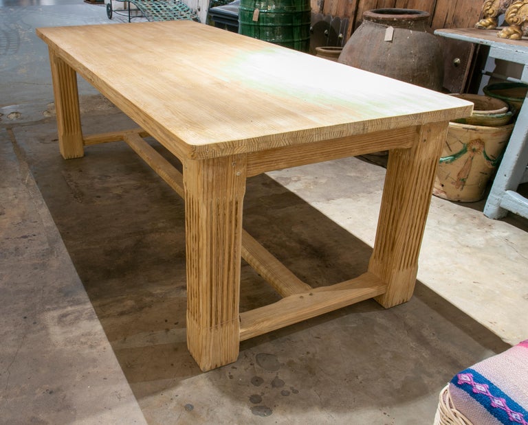 Farmhouse and Rustic Pine Wood Table with Straight Lines For Sale at ...