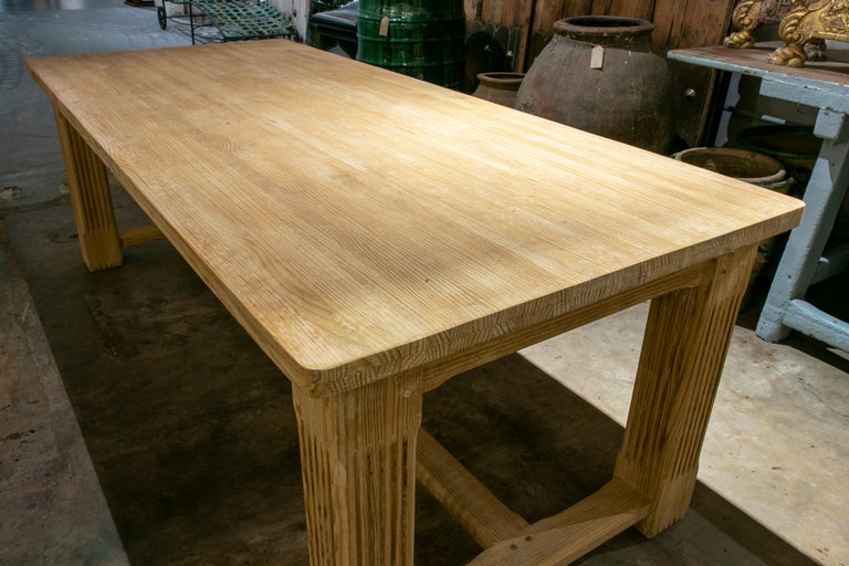 Farmhouse and Rustic Pine Wood Table with Straight Lines For Sale at ...
