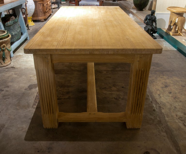 Farmhouse and Rustic Pine Wood Table with Straight Lines For Sale at ...