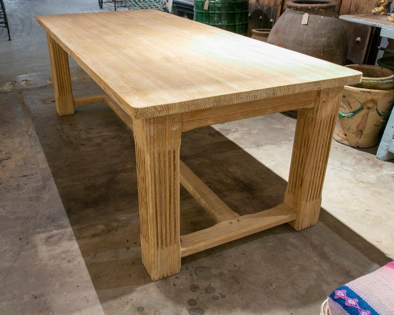 Farmhouse and Rustic Pine Wood Table with Straight Lines For Sale at ...