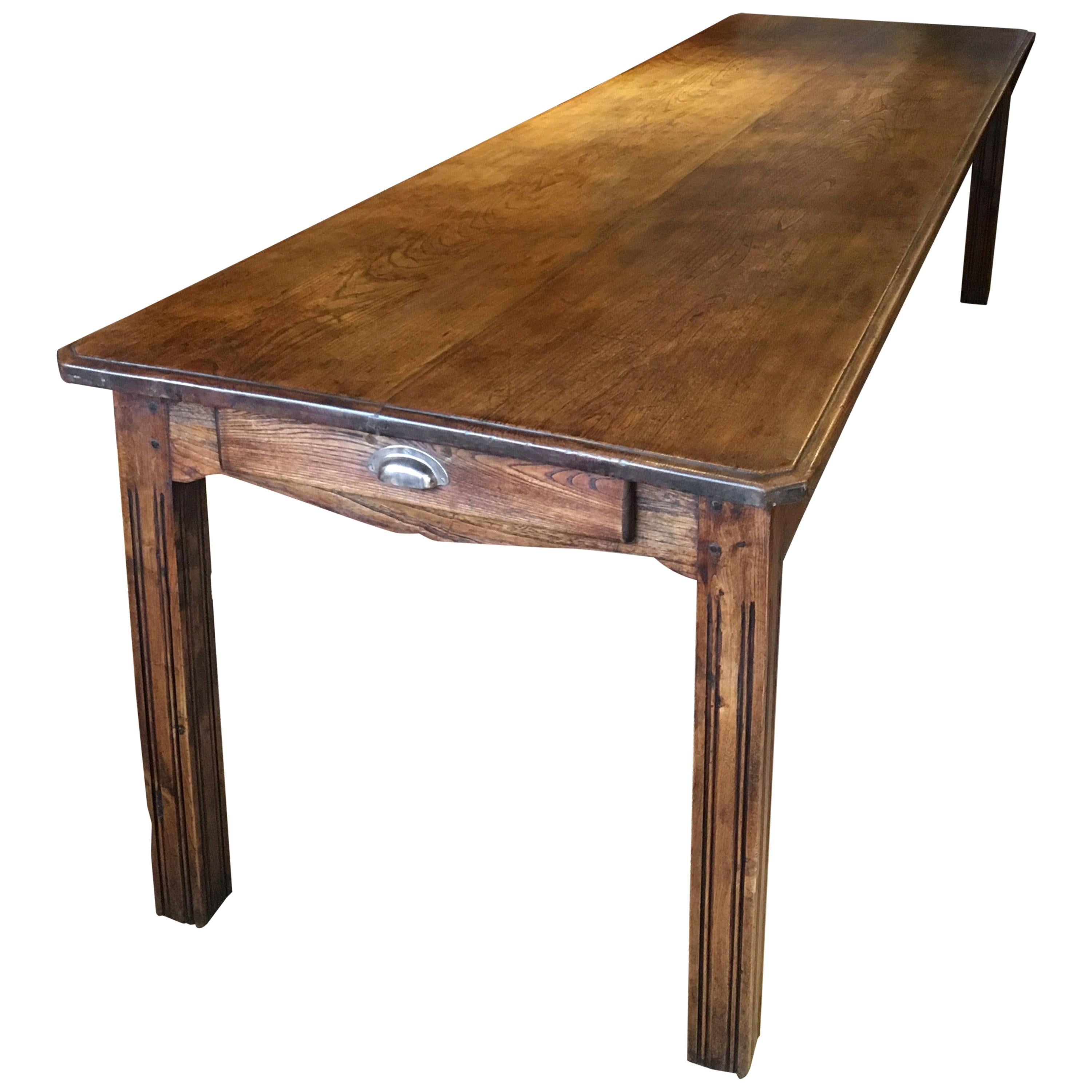 Farmhouse Table Elm Long For Sale at 1stDibs