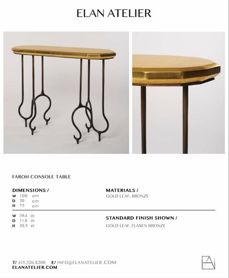Faroh Console in Cast Bronze and Gold Leaf by Elan Atelier For Sale at 1stDibs