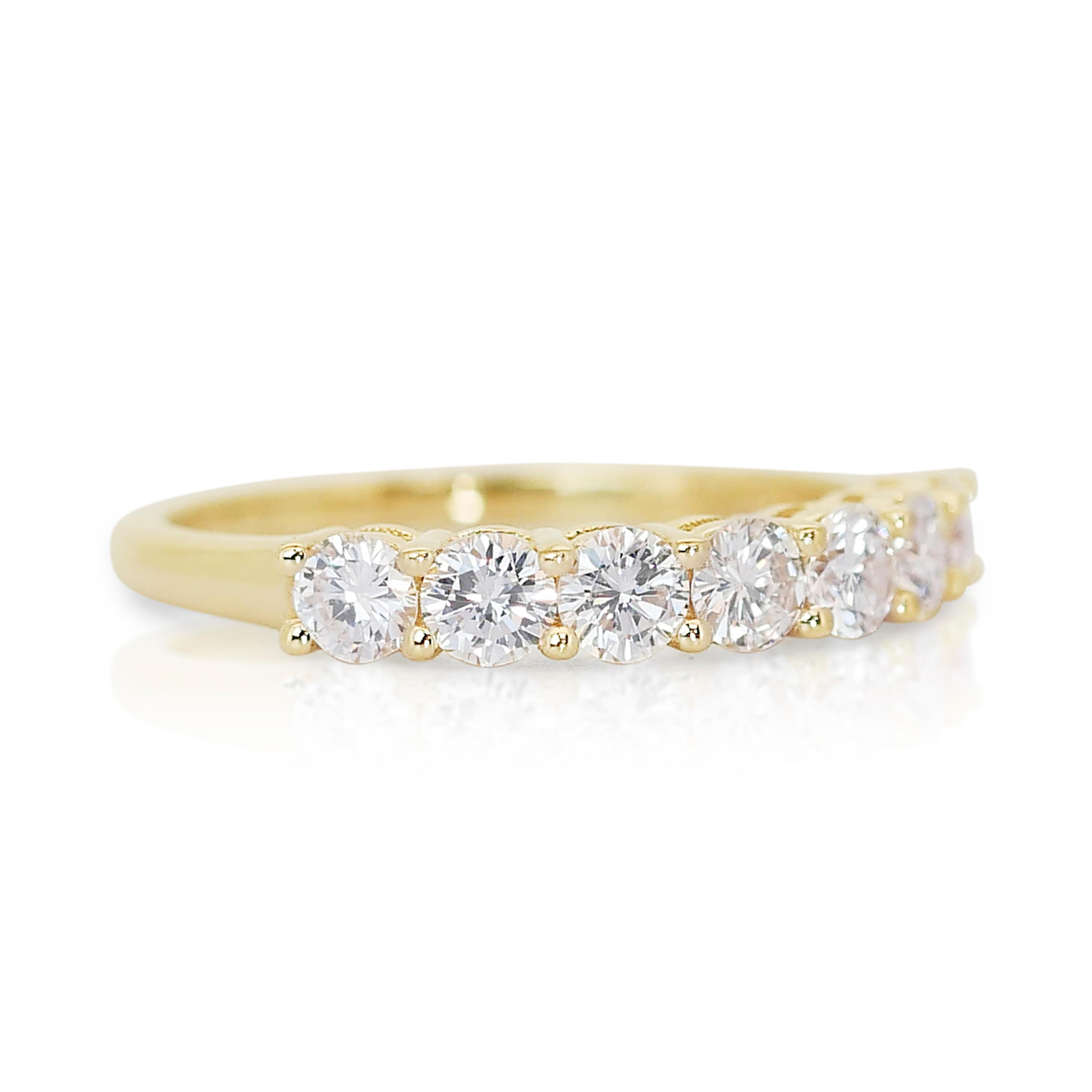 Fascinating 1.07ct Diamonds Half Eternity 7-Stone Ring in 18k Yellow Gold - IGI For Sale at 1stDibs