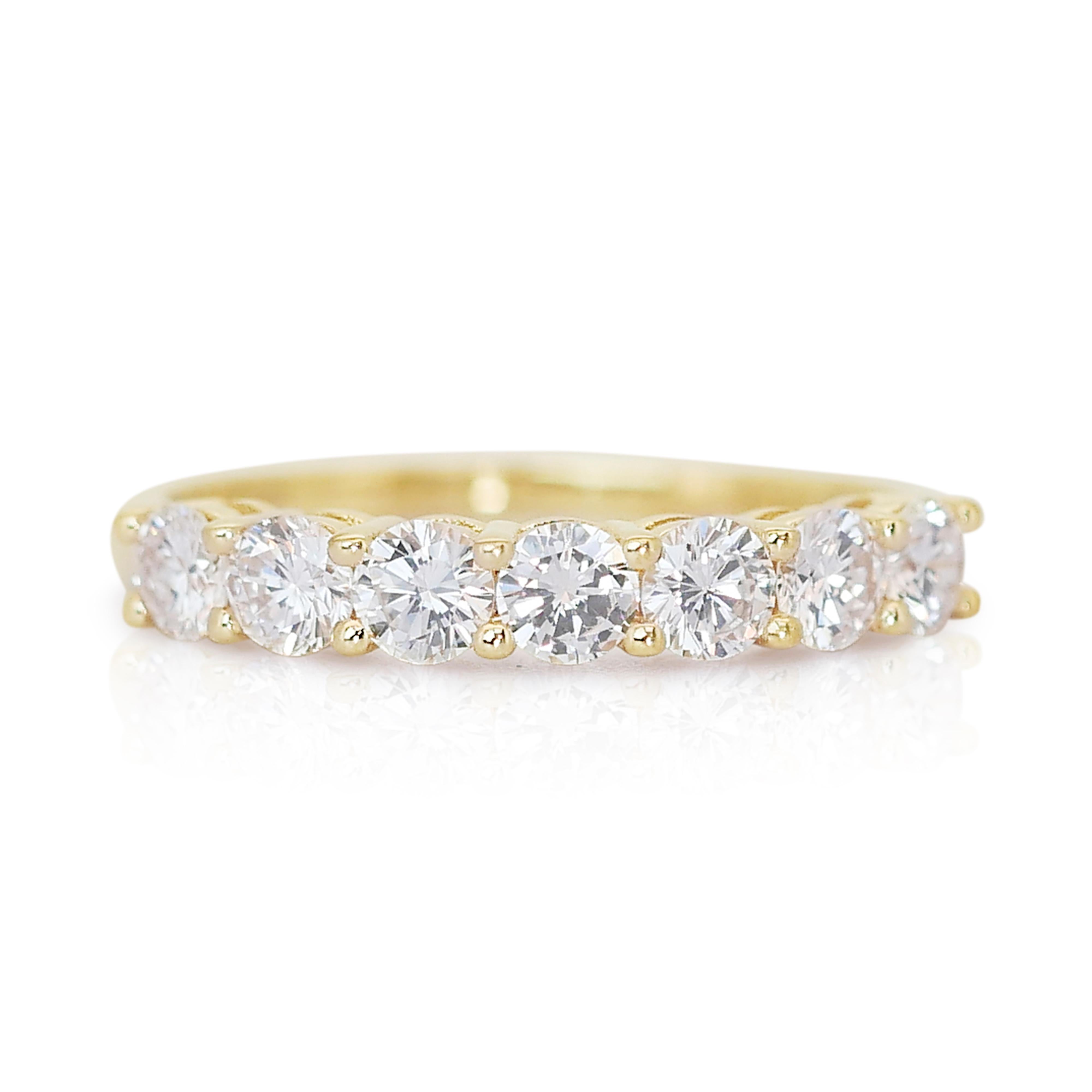Fascinating 1.07ct Diamonds Half Eternity 7-Stone Ring in 18k Yellow ...