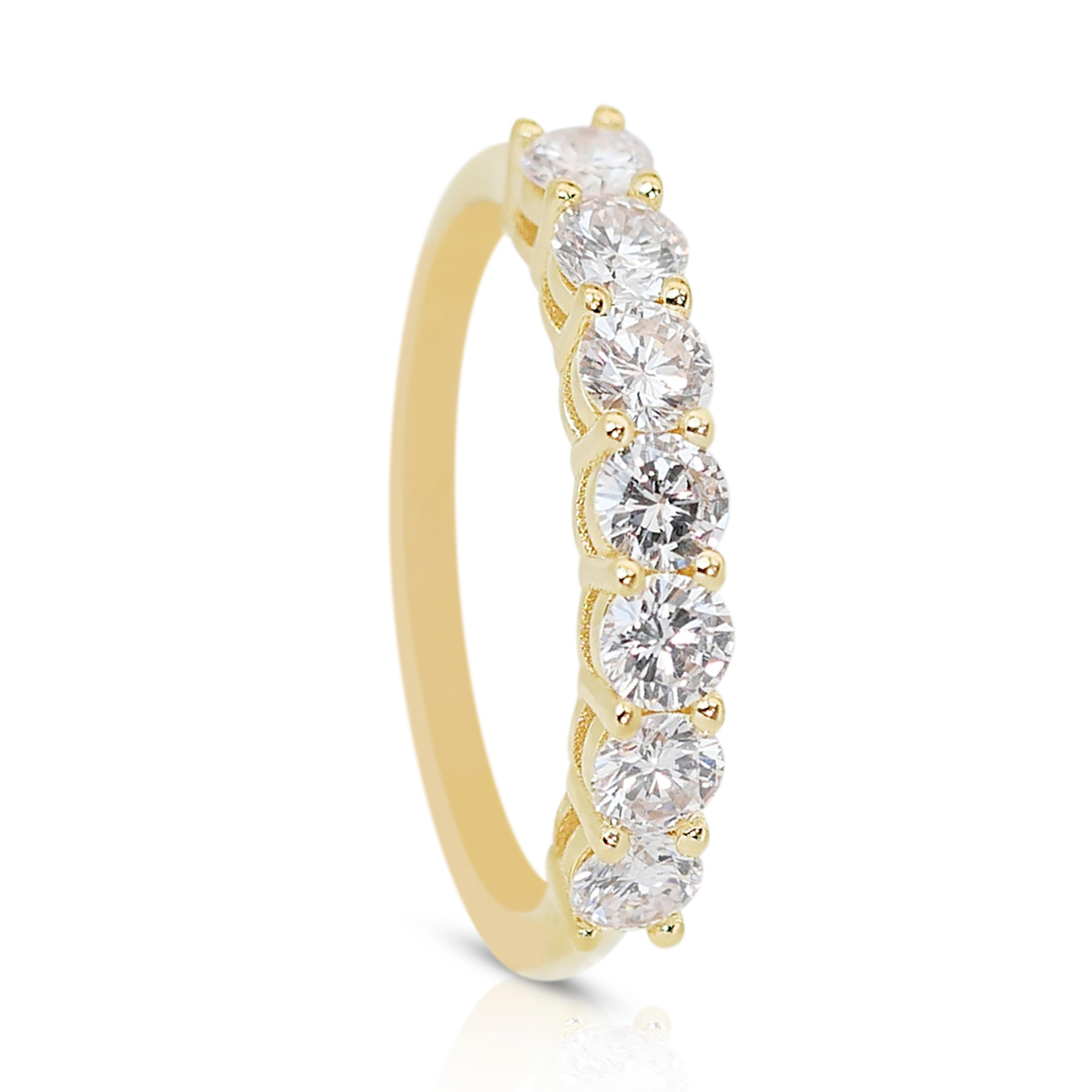 Fascinating 1.07ct Diamonds Half Eternity 7-Stone Ring in 18k Yellow ...