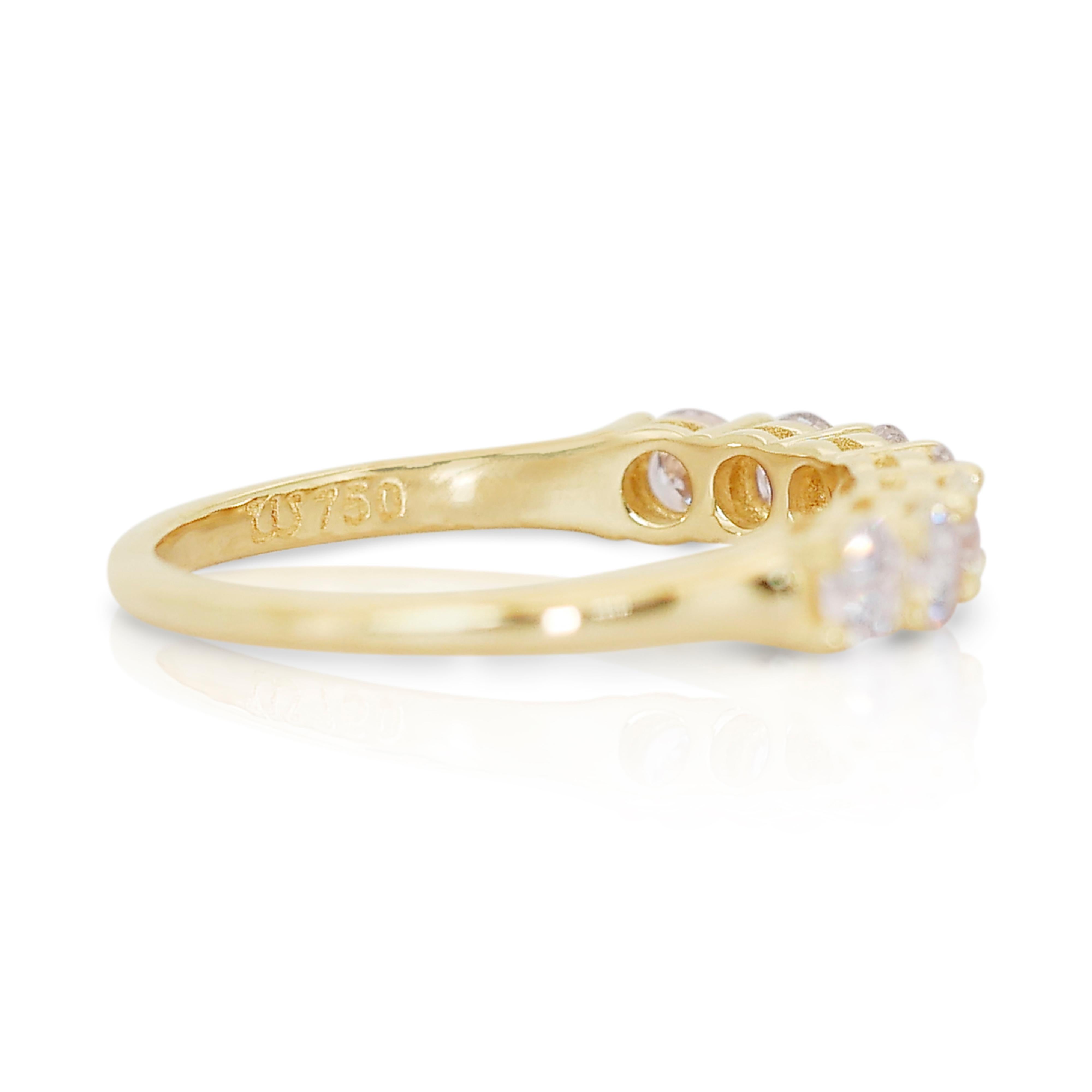 Fascinating 1.07ct Diamonds Half Eternity 7-Stone Ring in 18k Yellow Gold - IGI For Sale at 1stDibs