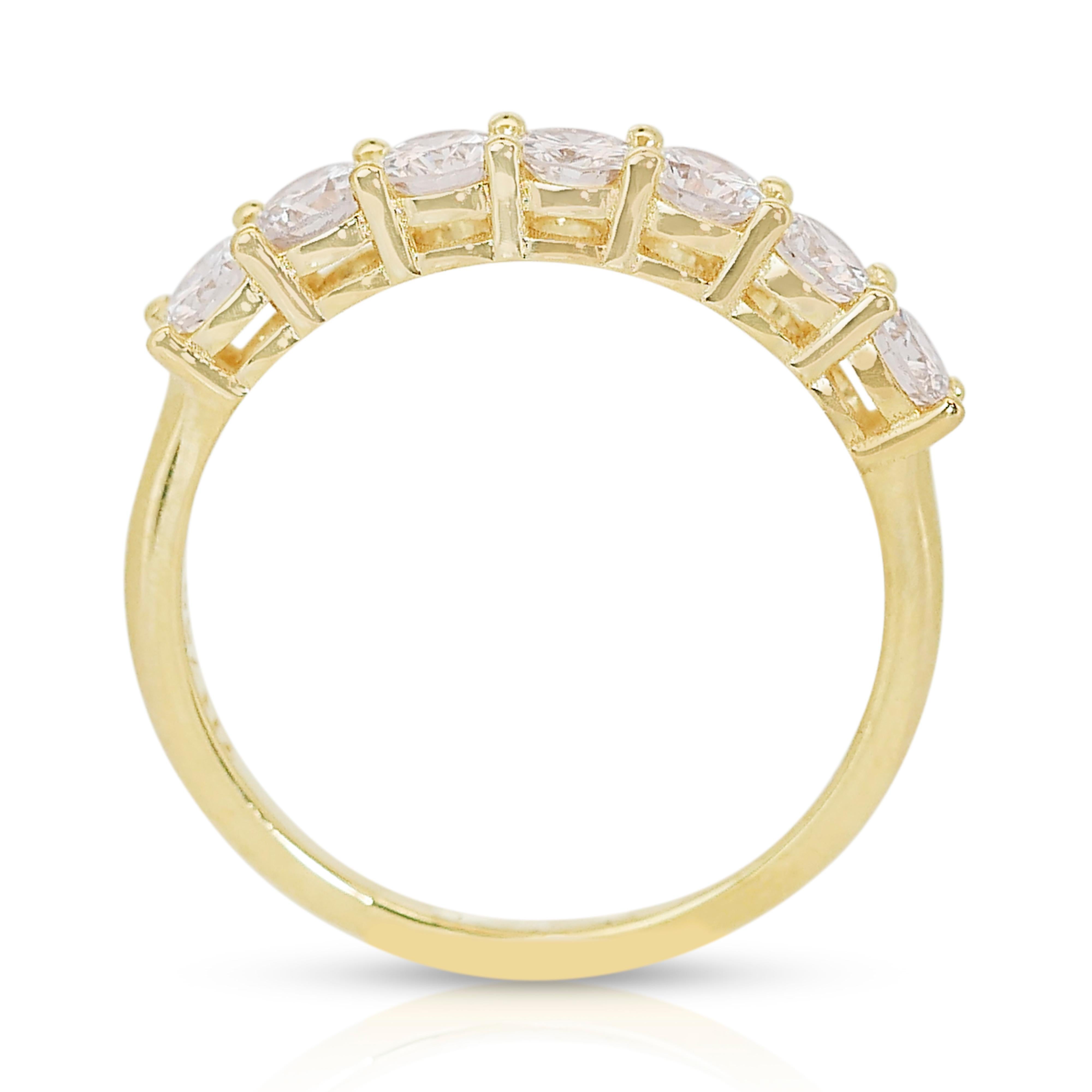 Fascinating 1.07ct Diamonds Half Eternity 7-Stone Ring in 18k Yellow Gold - IGI For Sale at 1stDibs
