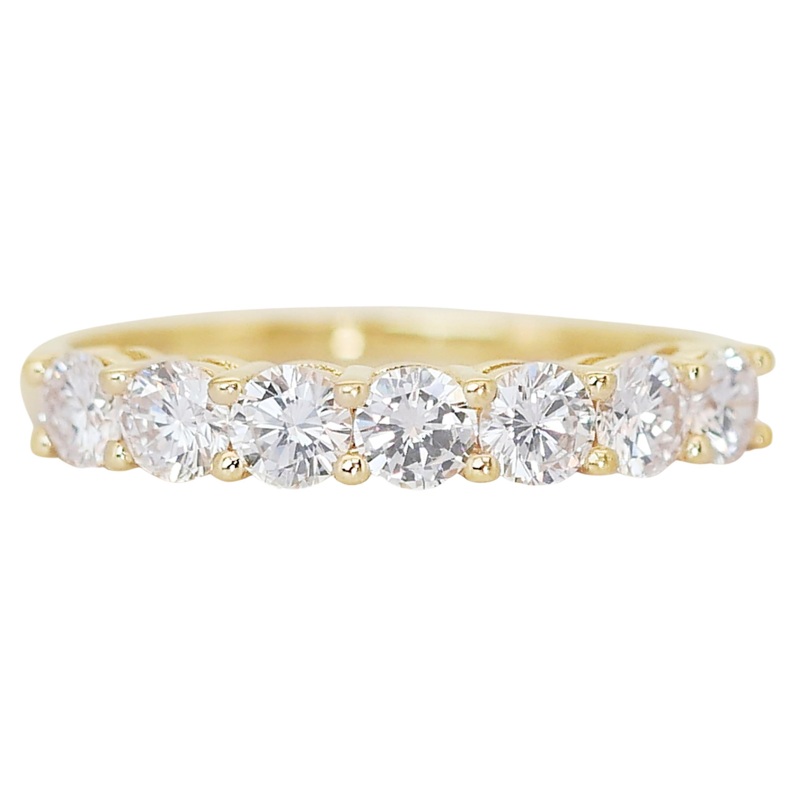 Exquisite 1.03ct Diamonds Half Eternity Ring in 14k Yellow Gold - IGI ...