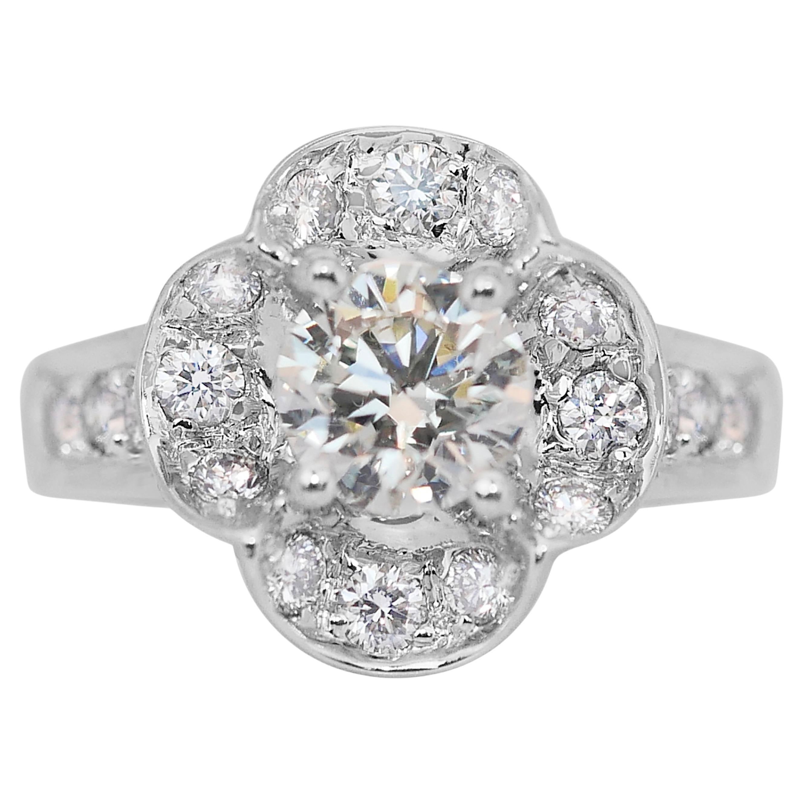 Dazzling 1.45ct Sapphire and Natural Diamond Cluster Ring in 18K White ...