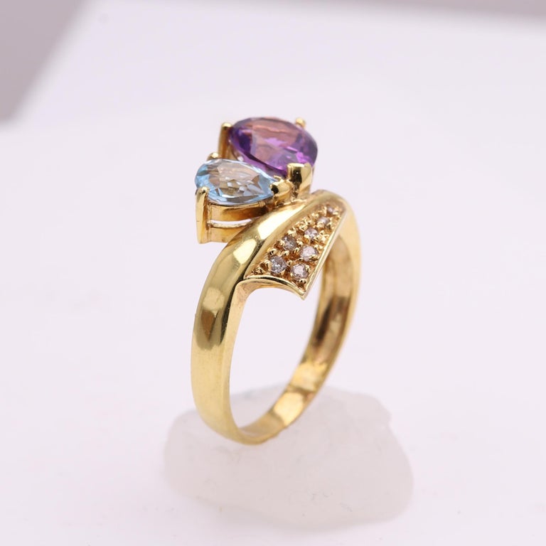 Fashion Cluster Pear Shape Gemstones 14 Karat Yellow Gold Pear Shape ...