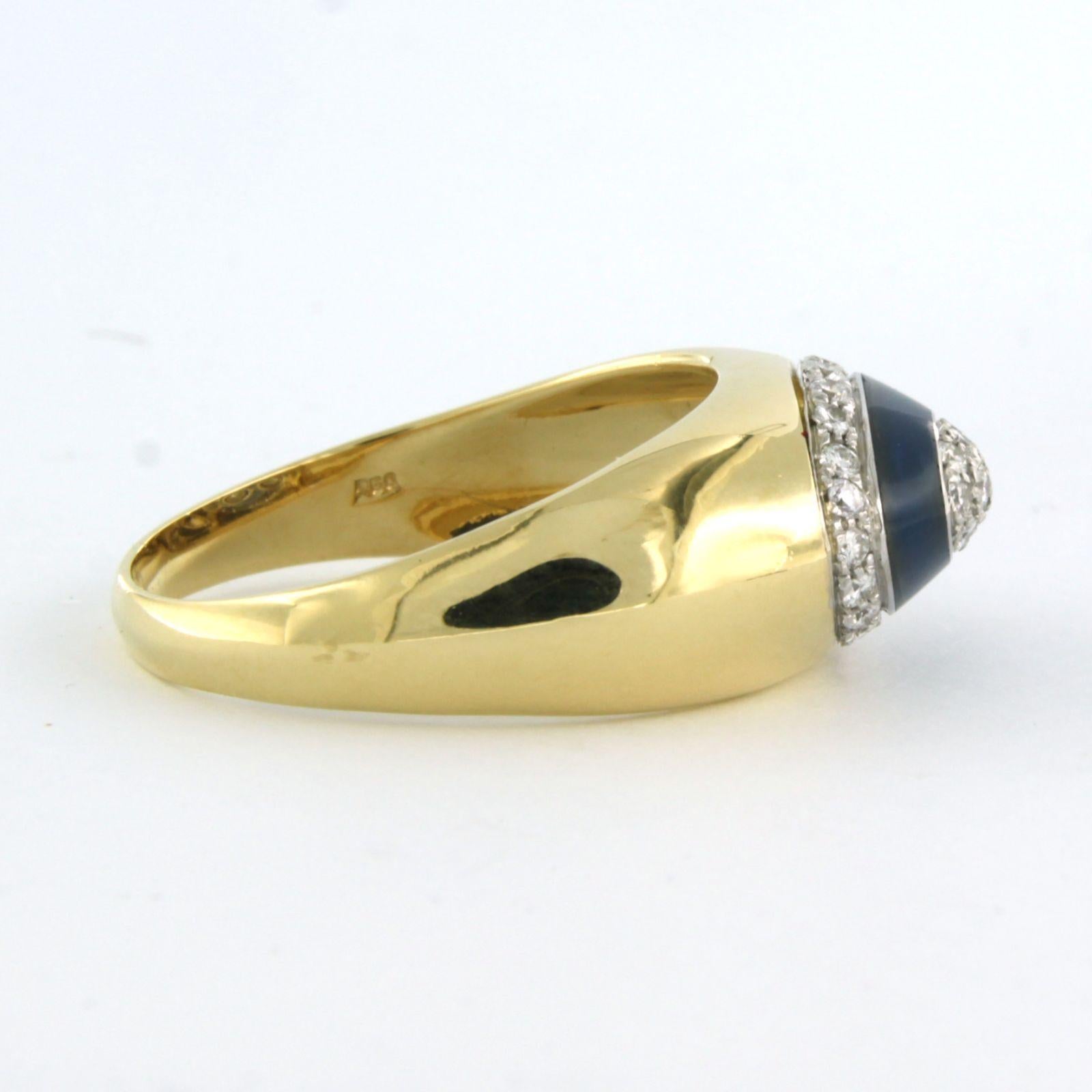 Fashion ring set with brilliant cut diamonds and enamel 18k yellow gold ...