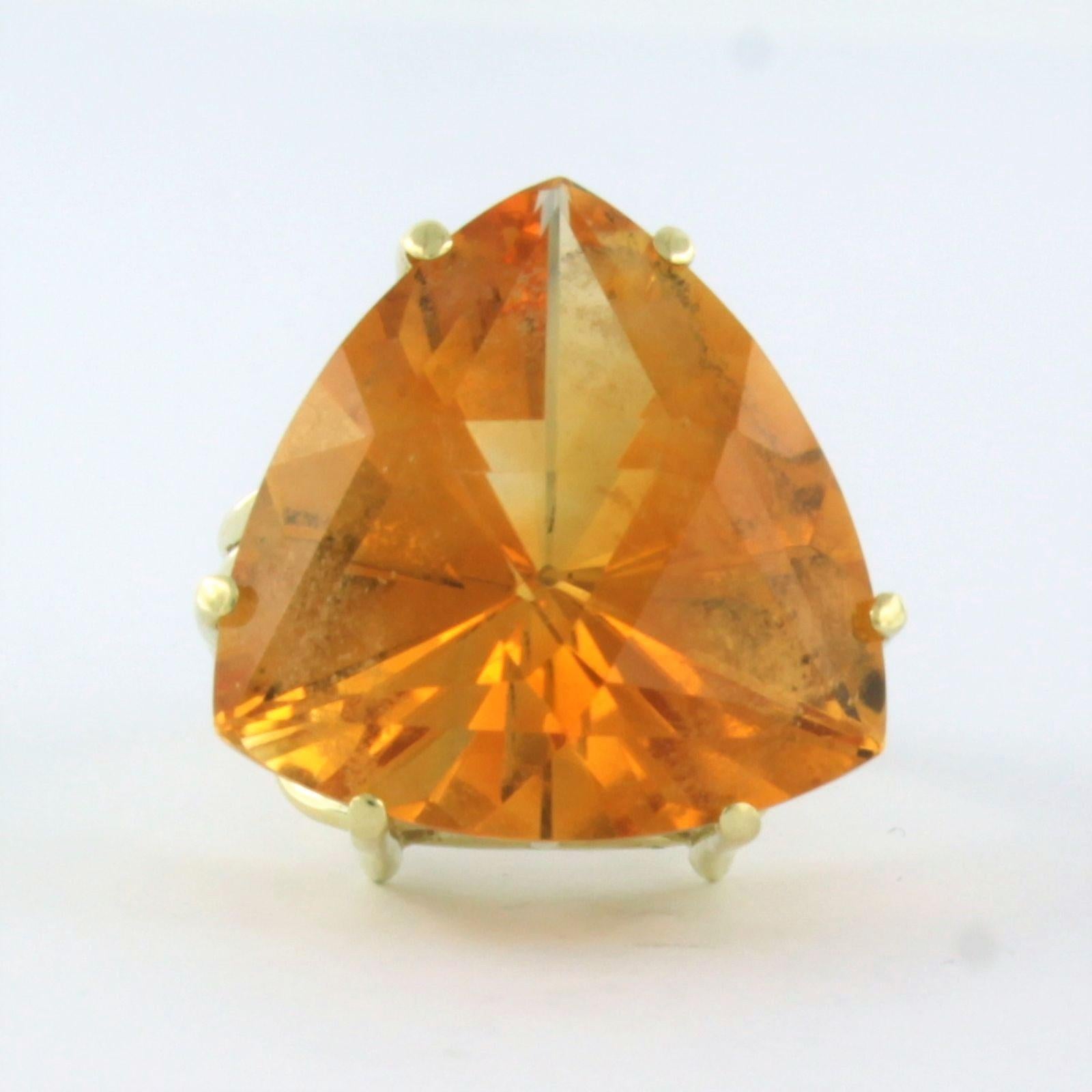 Fashion ring with triangle shape cut citrine 14k yellow gold For Sale ...