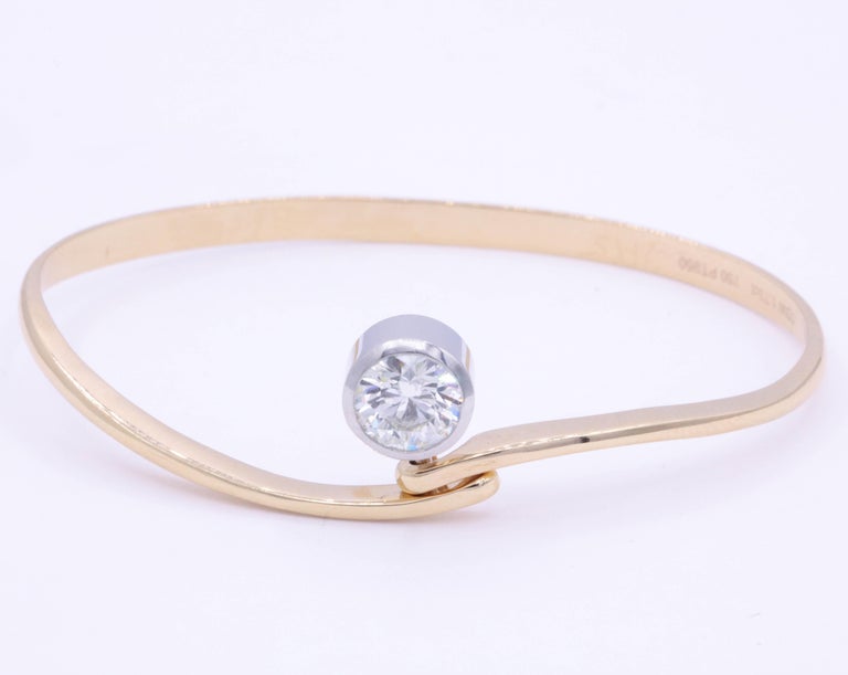 Diamond Floating Bangle 1.73 Carat Platinum 18K Rose Gold For Sale at ...