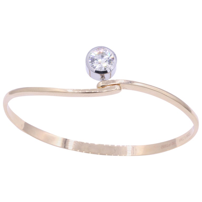 Diamond Floating Bangle 1.73 Carat Platinum 18K Rose Gold For Sale at ...