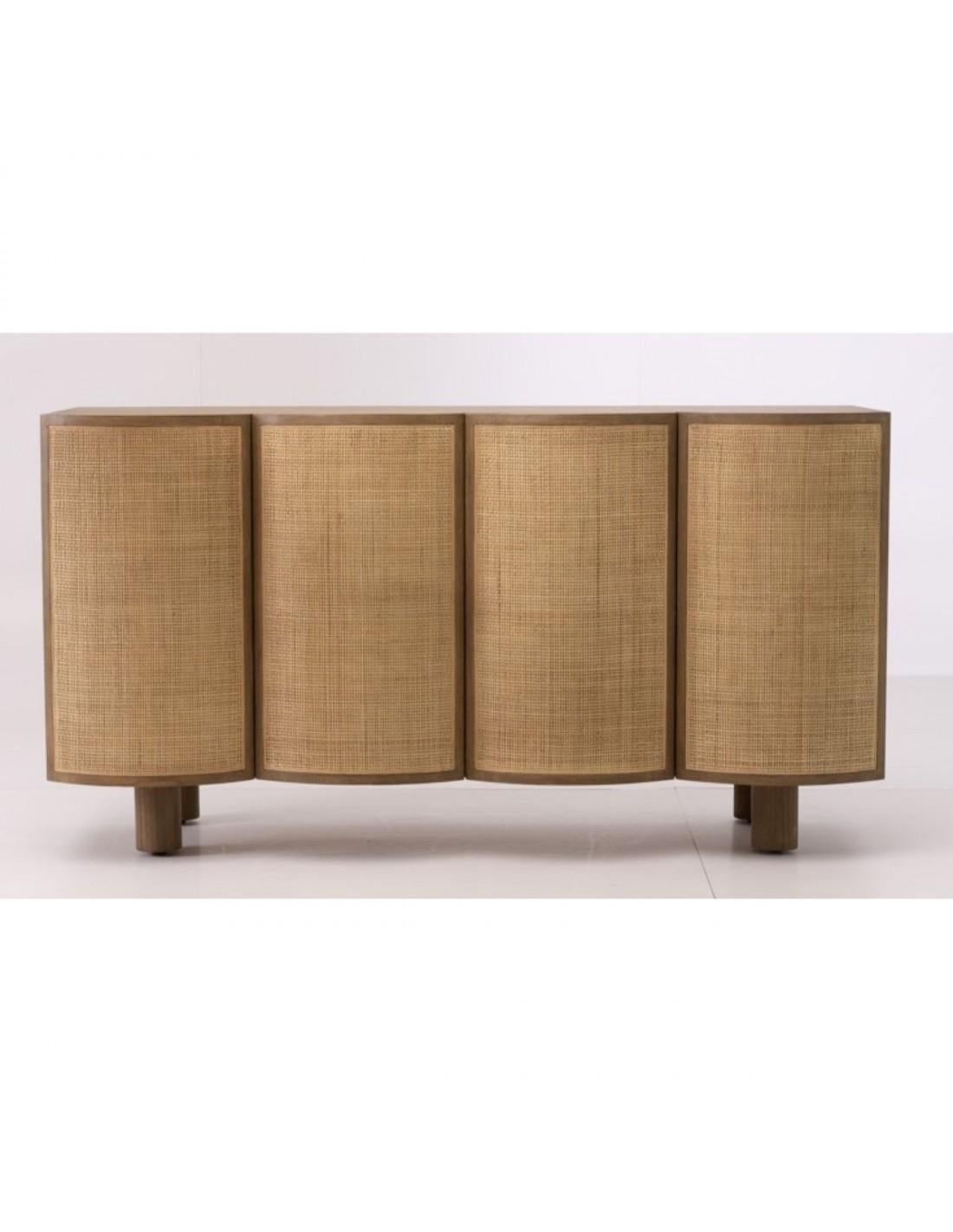Fast Track, Contemporary Natural Rattan Sideboard With Curved Doors For ...