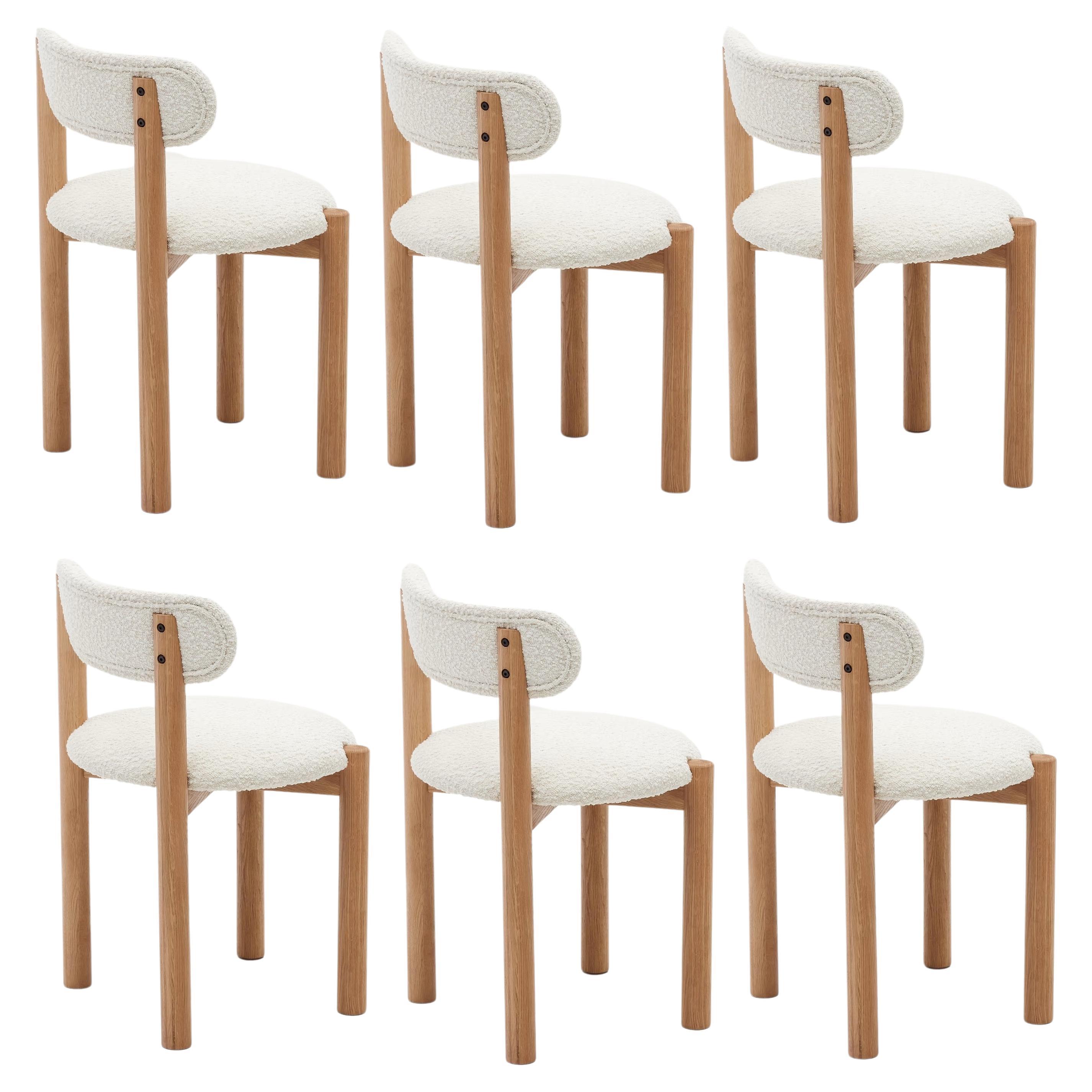 Fast Track, Contemporary Oakwood Dining Chairs Set of 6 with Natural ...