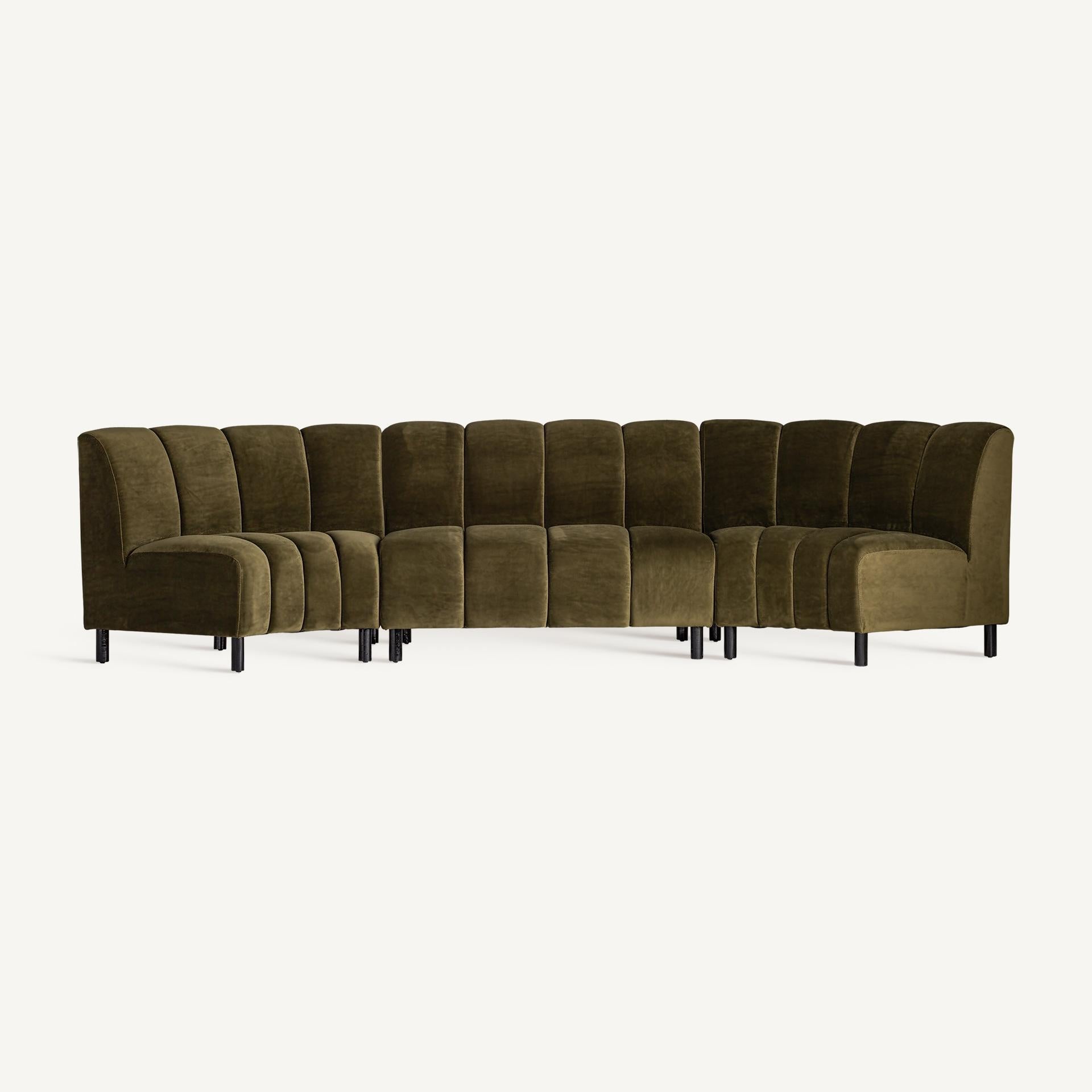 Fast Track, Curved Modular Sectional Sofa In Green Velvet For Sale at ...