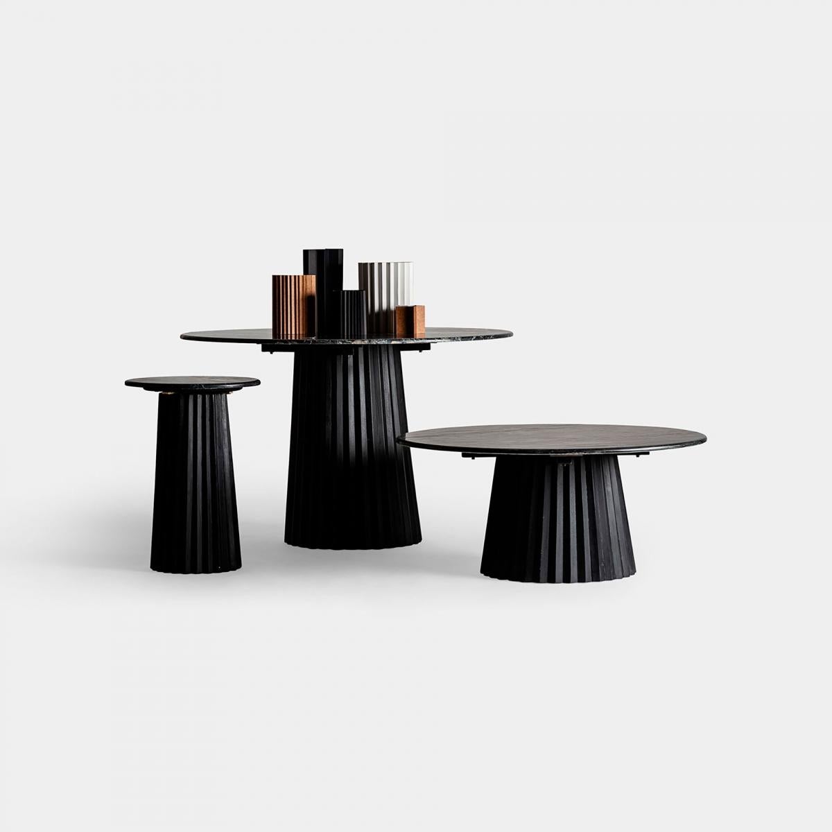 Fast Track, Pleated Design Dining Table with Wood Base and Marble Top ...