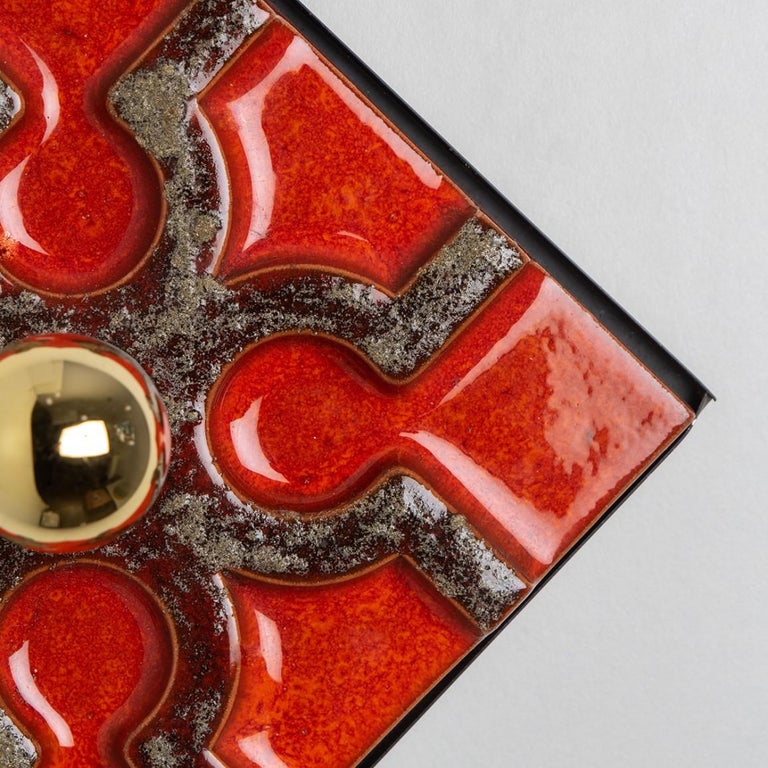 Fat Lava Brown and Red Ceramic Geometric Wall Light, West-Germany For ...