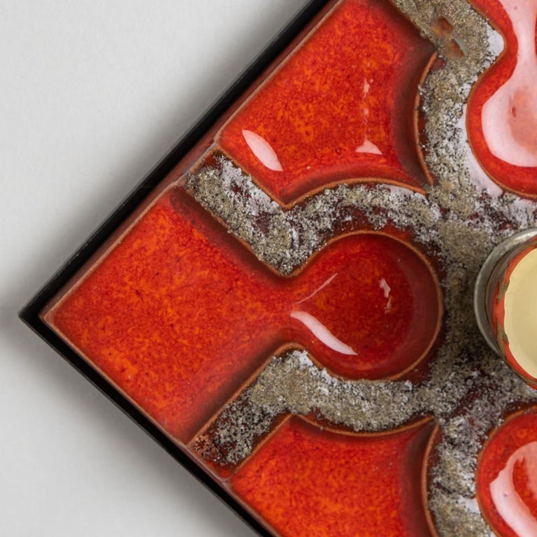 Fat Lava Brown and Red Ceramic Geometric Wall Light, West-Germany For ...