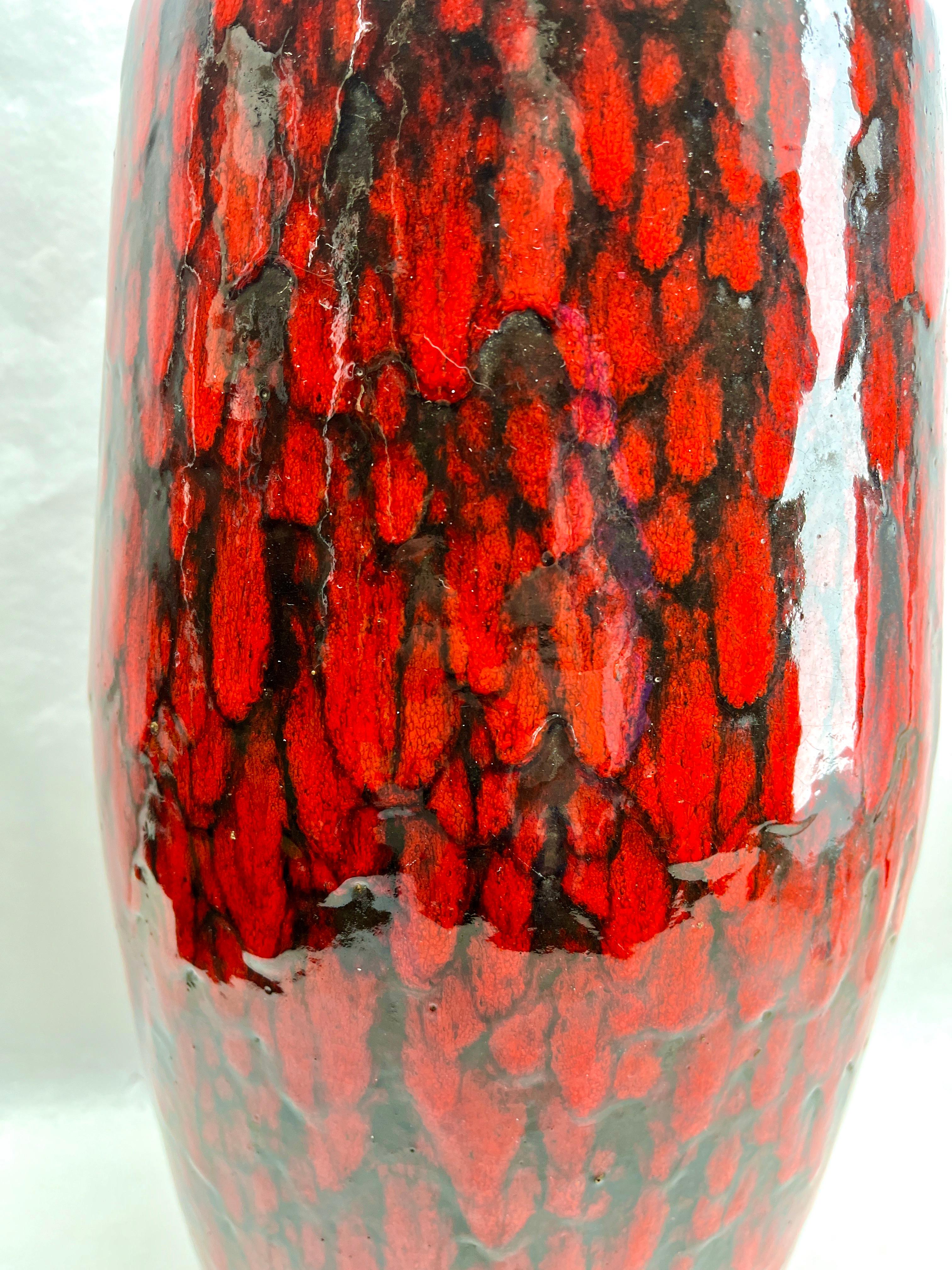 Fat Lava Large Floor Vase with Red and Black Drip-Glaze 'Scheurich W ...